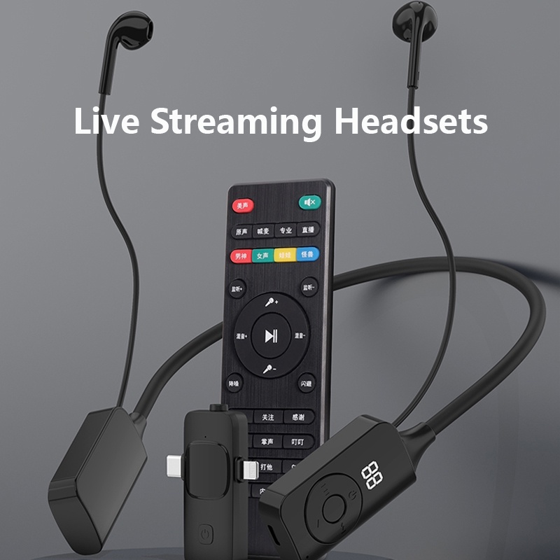 Live Streaming Headset Wireless Bluetooth Neckband 1200mAh Sound Card ...
