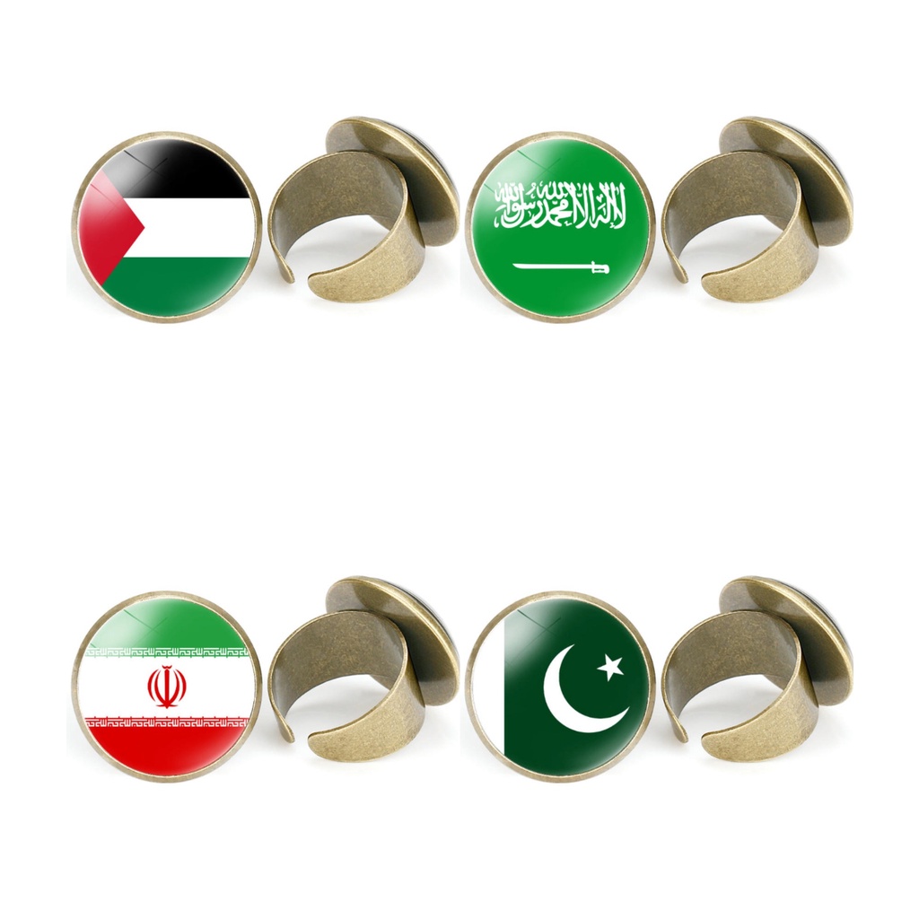 1PC Palestine Iran Flags Vintage Ring Adjustable Opening Rings | Shopee ...