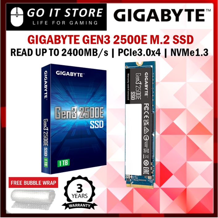 Gigabyte SSD Gen3 2500E SSD PCIe 3.0x4 NVMe 1.3 SSD 500GB / 1TB ( G325E500G / G325E1TB ...