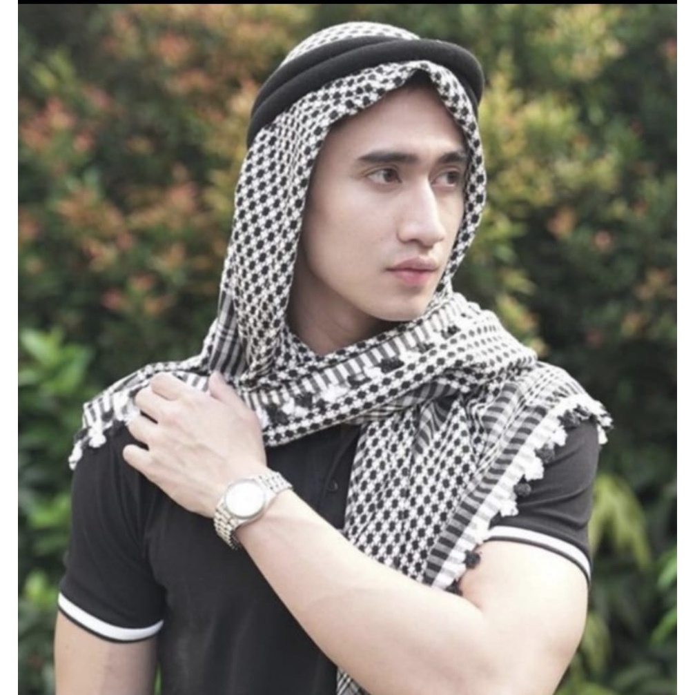 SERBAN KEFFIYEH ARAFAT PALESTINE WHITE-BLACK TURBAN, SCAFT (Best ...