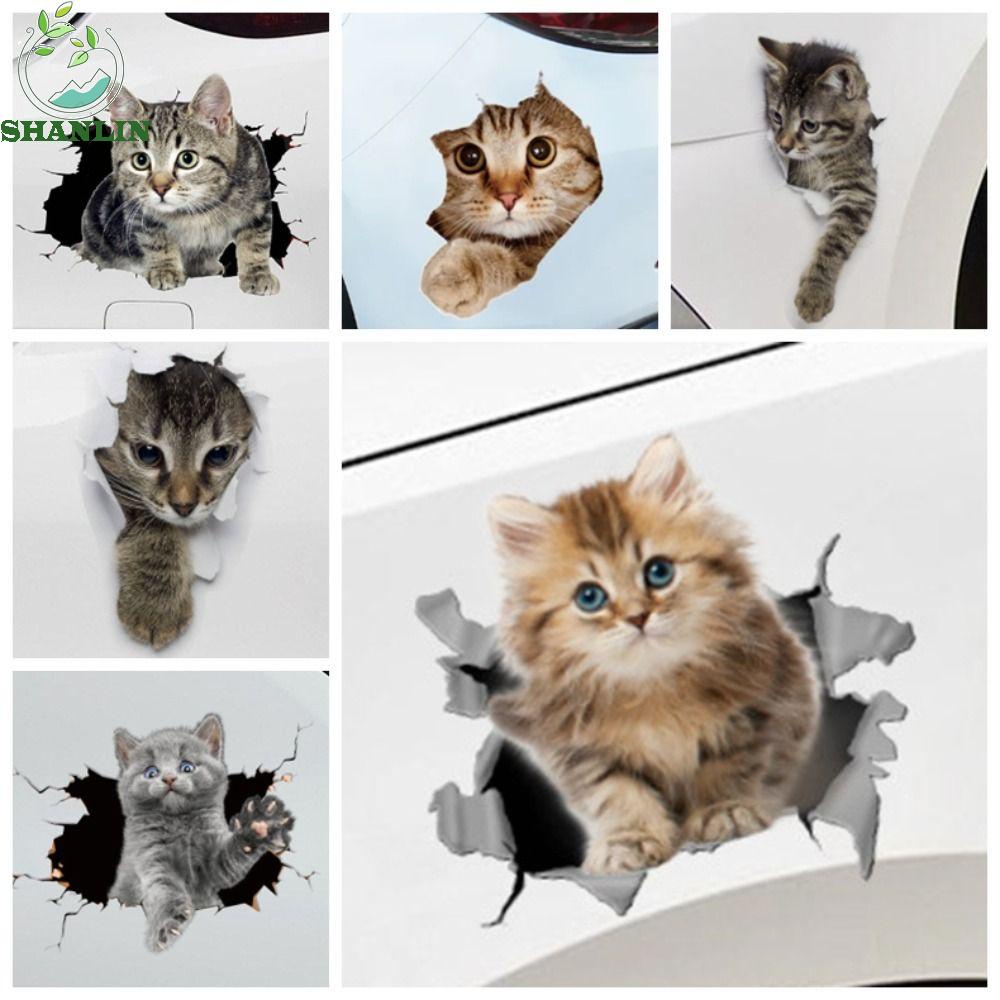 SHANLIN Car 3D Cat Stickers, Universal 3D Cat Cat in The Crack Sticker ...