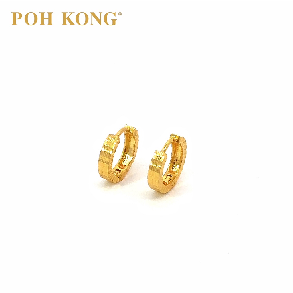 POH KONG 916/22K Gold Textured Hoop Earrings | Shopee Malaysia