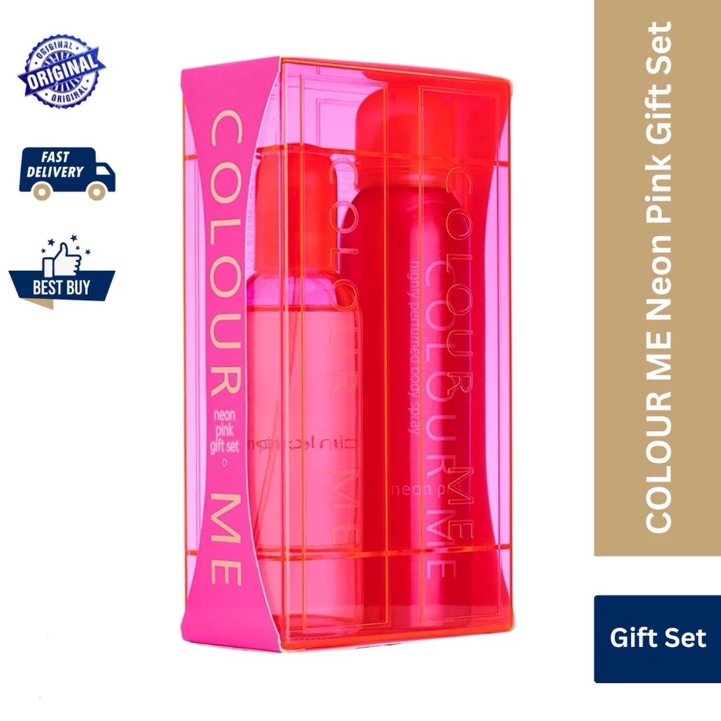 [Original] Colour Me Neon Pink Gift Set 100ML EDP & 150ML Body Spray ...