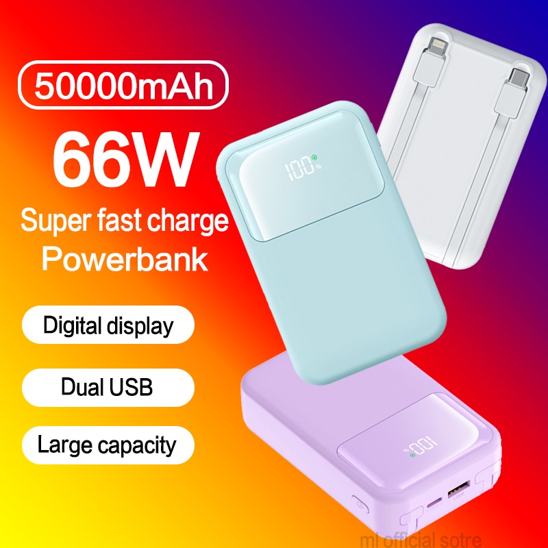 Bank kuasa PD 66W 50000mAh Super Fast Charge Power Bank Built in Type-C ...