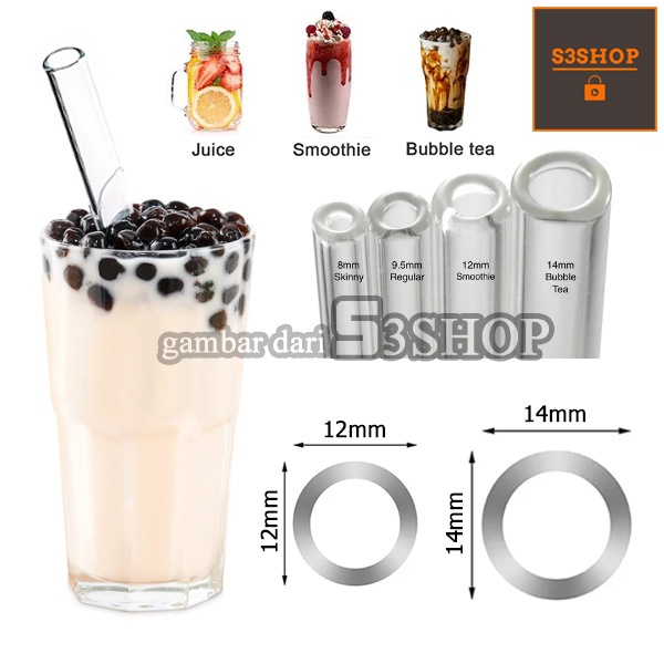 Boba glass Straw glass Straw Bubble Tea Large clear Straw 20cm Diameter 12mm 14mm | Shopee Malaysia