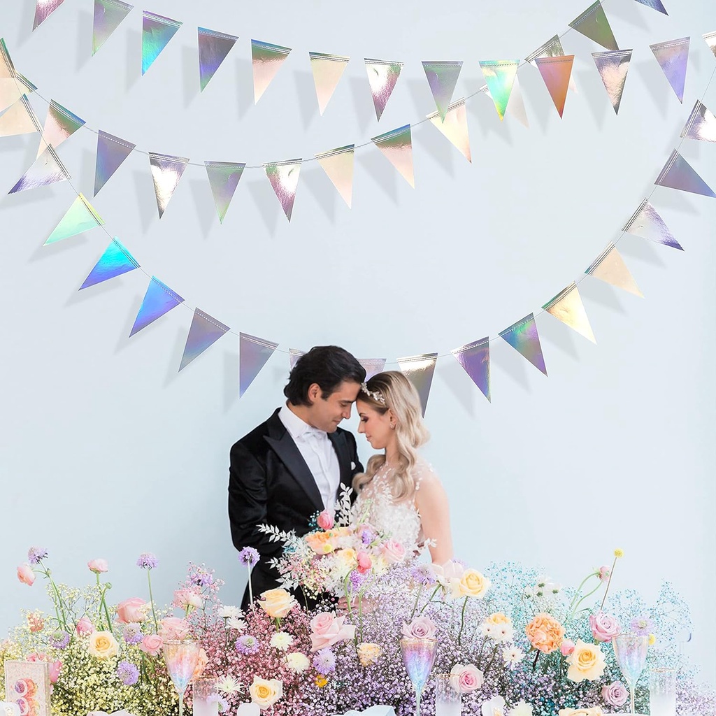 Holographic Circle Party Supplies Hanging Streamer Backdrop Unicorn ...