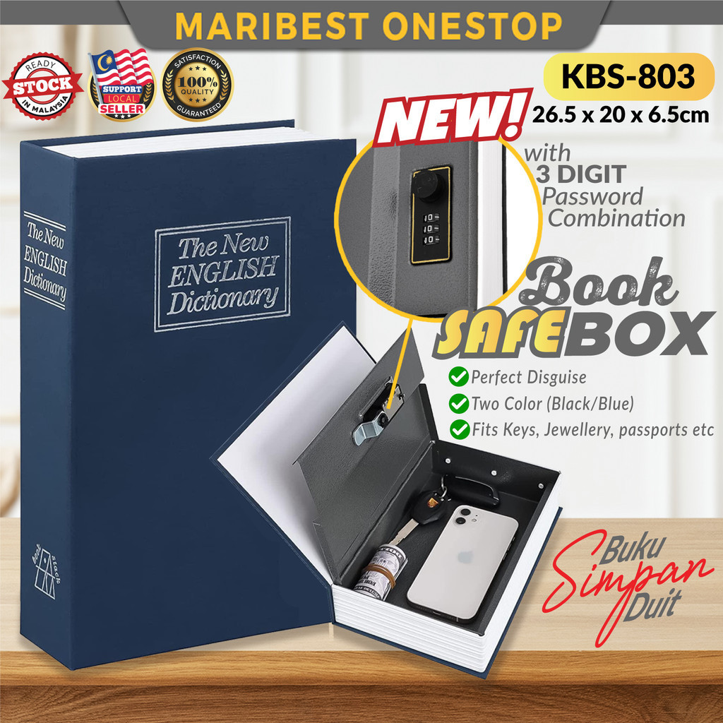 803 Large Fake Book Safe Box with Password 3 Digit Combination Lock ...