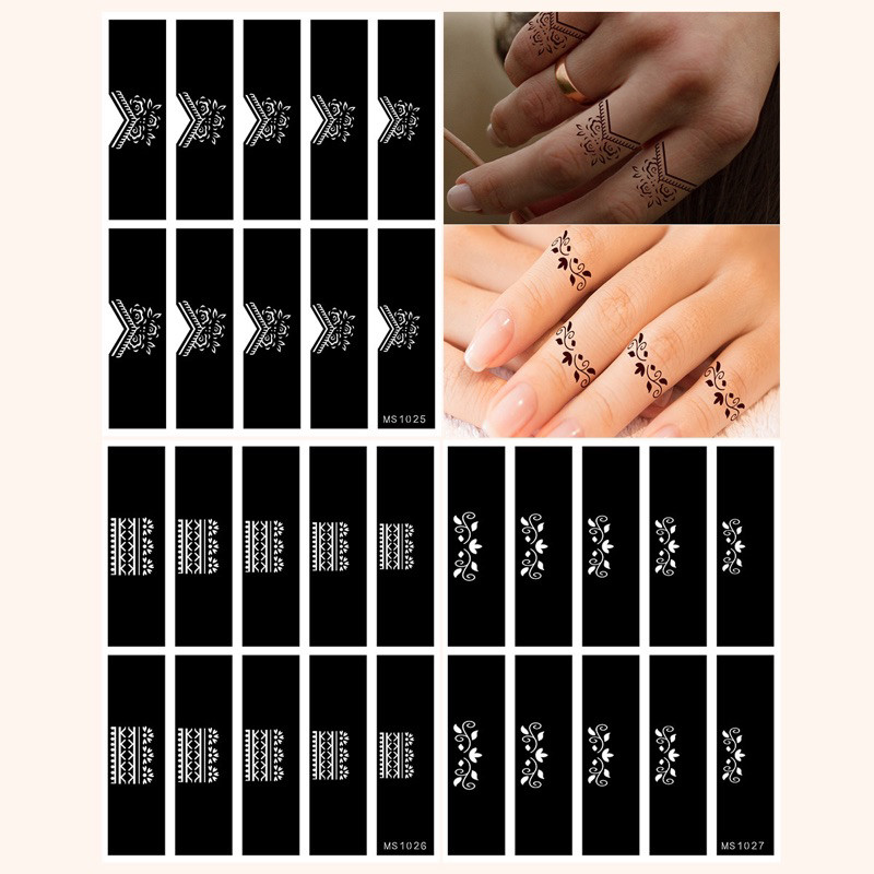 [1set 10jari] Sticker Inai Jari Murah Celup Pengantin Premium Design ...