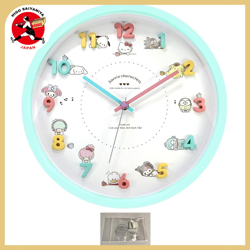 Sanrio Iconic Wall Clock Set with Continuous Second Hand (Cinnamoroll ...