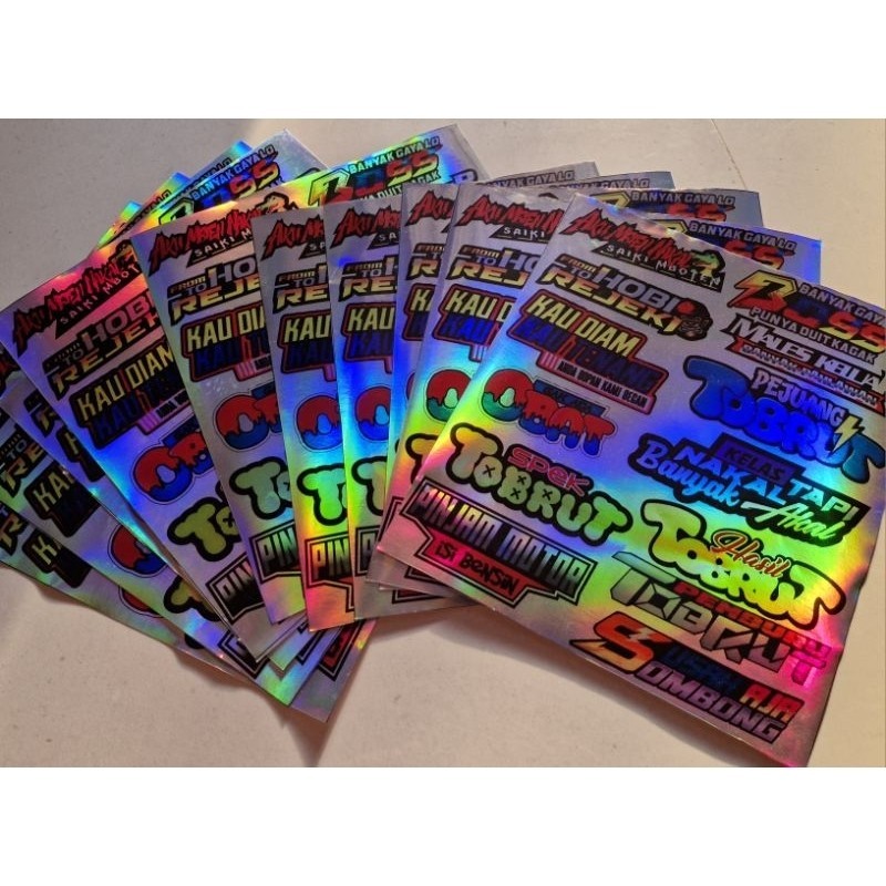 13 PCS TOBRUT HOLOGRAM STICKERS RACING STICKER WORDS STICKER TOBRUT ...