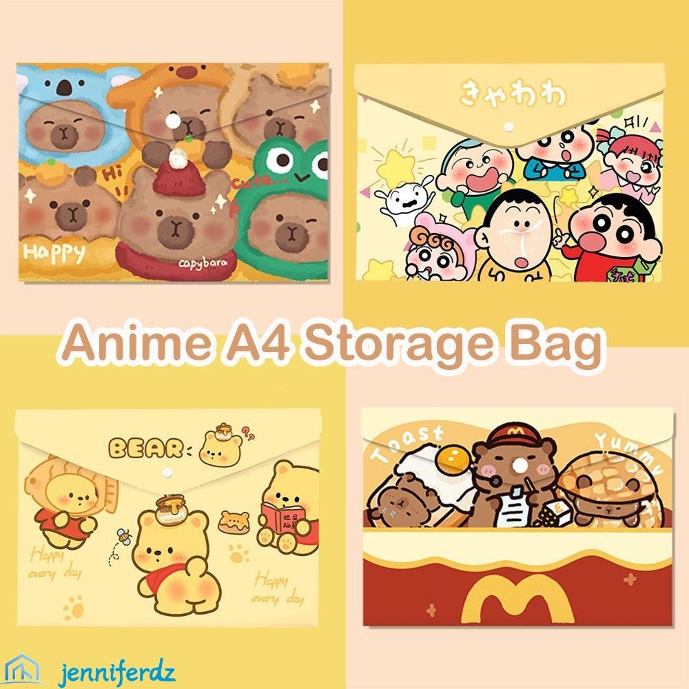 JENNIFERDZ Anime File Organizer, Kuromi Capybara A4 File Folders Pouch ...