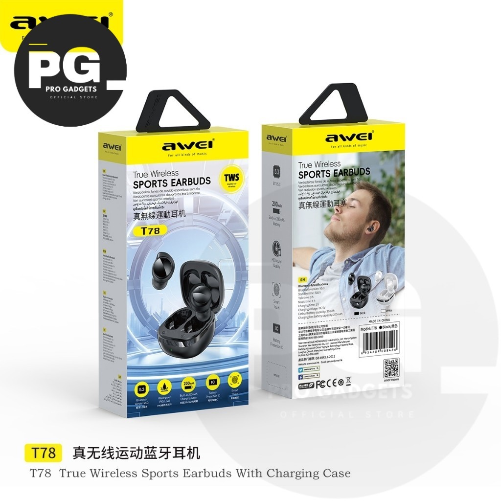 Awei T78 TWS Bluetooth Earphone True Wireless Earbuds With Microphone ...