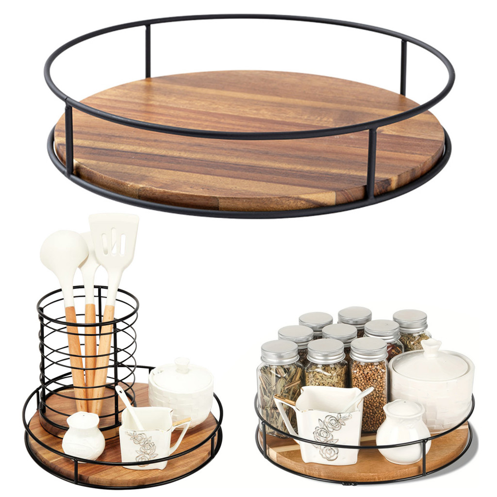 HD| Condiment Spinner Rack Spice Rack Organizer 360-degree Rotation ...