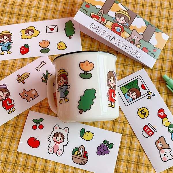 stickers sticker Ins Cute Influencer Girl Sticker Handbook Separate ...