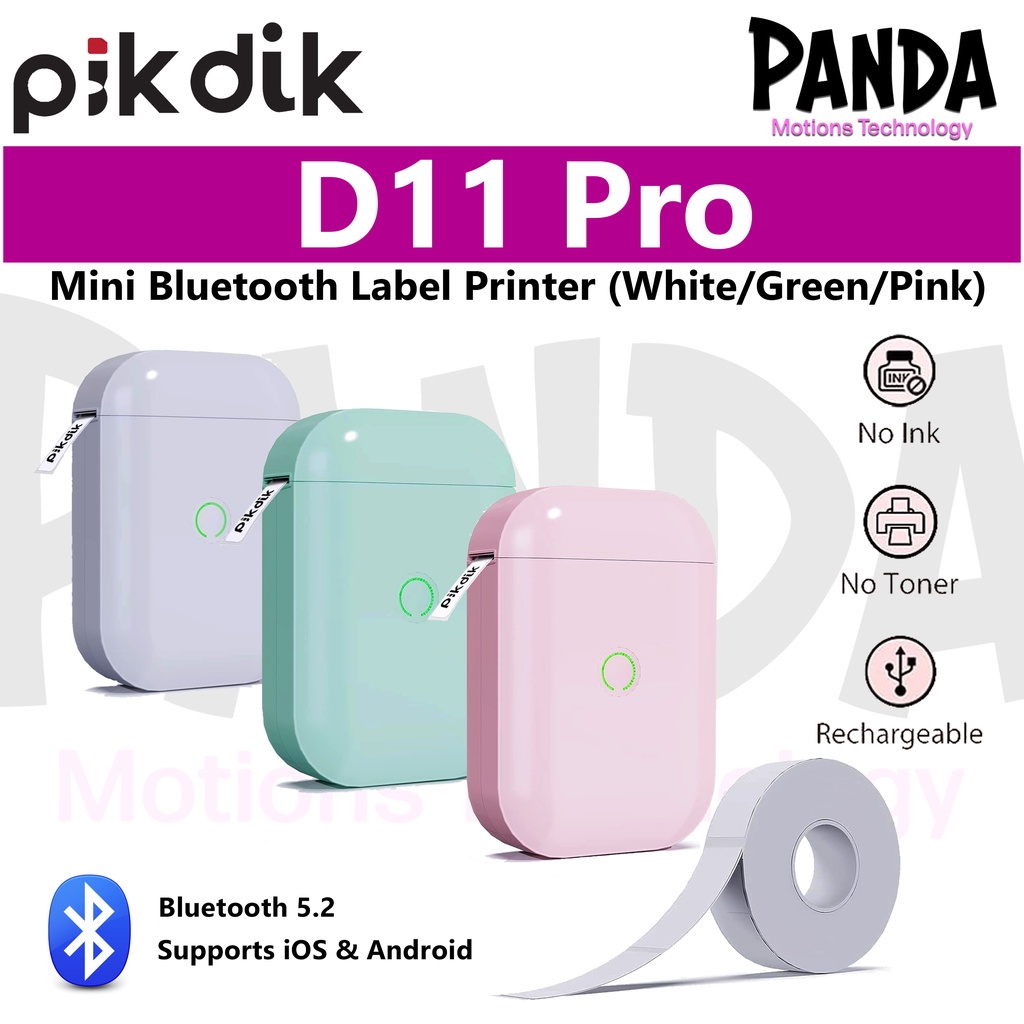 Pikdik D11 Pro Mini Bluetooth Label Printer (White/Green/Pink) | Shopee ...