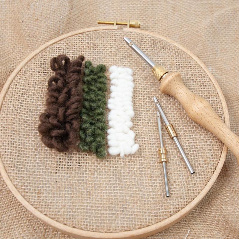 1 Set Solid Wood Handle Needle with Adjustable Wood Handle Embroidery ...