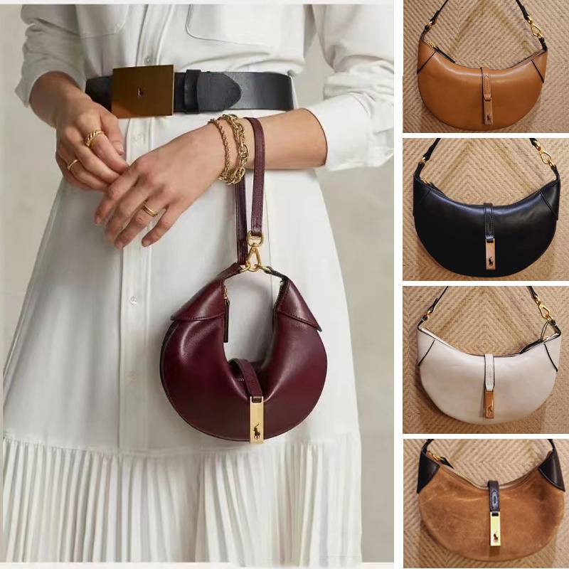 Poloid Genuine Leather Saddle Bag Crescent Bag Cowhide Handbag Cross ...