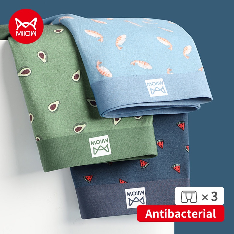 MiiOW 3pcs Summer Men's Underwear Thin Boxer Graphene Antibacterial ...