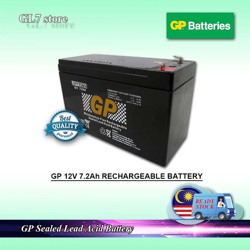 GENUINE GP 12V 7.2Ah RECHARGEABLE SEALED LEAD ACID BATTERY GPP1272 ...