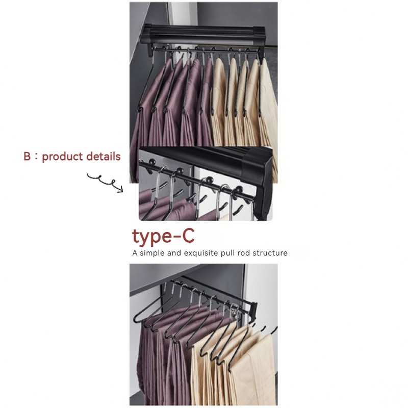 Retractable hanger pants rack storage pull out hanging rack top-mounted ...