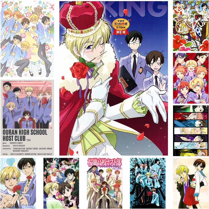 Anime Ouran High School Host Club Poster Wall Art Painting White Cute ...
