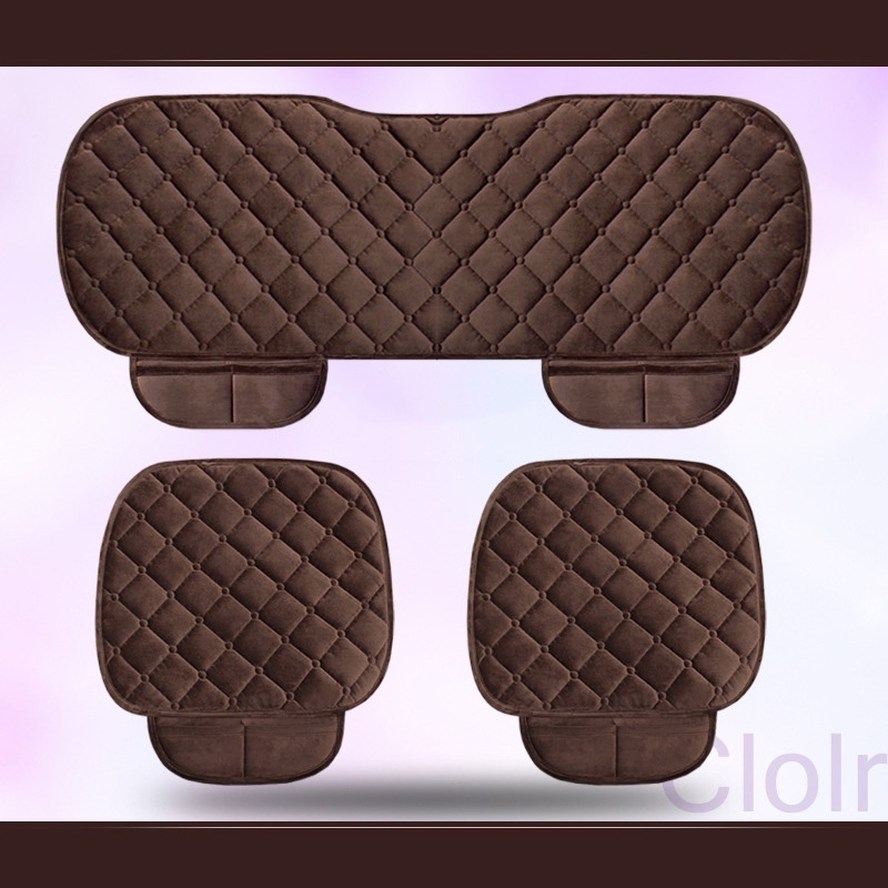 3PCS Car Seat Cover Universal Plush Non Slip Front Rear Seat Mat ...