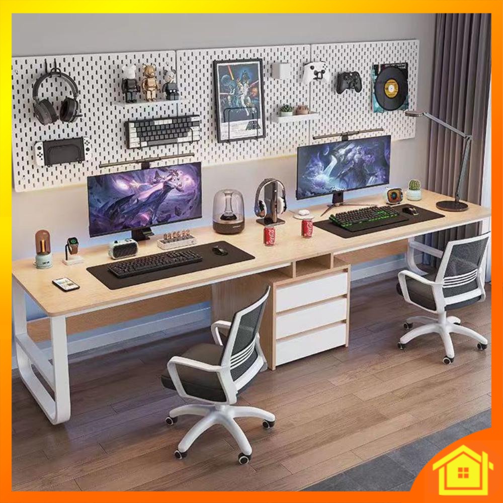 [OneHome] 2 Person Couple Computer Desk Gaming Table Drawer Office Meja ...