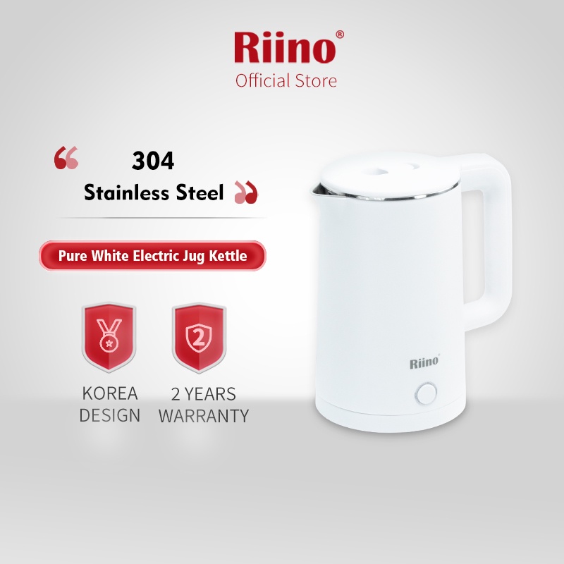 Riino Pure White Electric Jug Kettle 304 Stainless Steel (1.8L) PM1518 ...