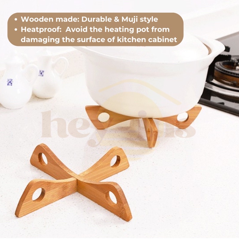 Wooden Cooking Pot-holder Heatproof Pan Holder Wood Trivet Hangable ...