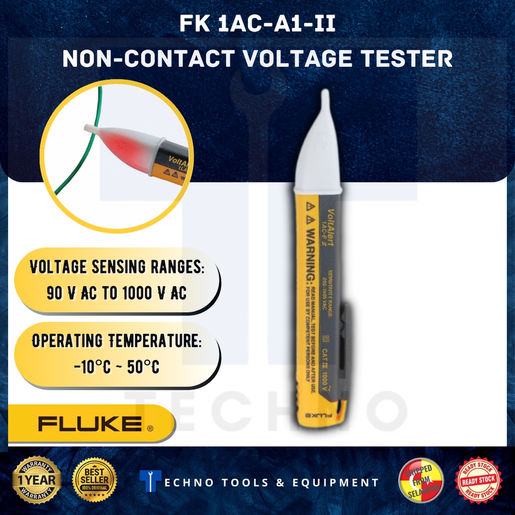 FLUKE 1AC-A1-II TESTER (VOLTAGE ALERT CAT IV 1000V) FK-1AC-A1-II ...