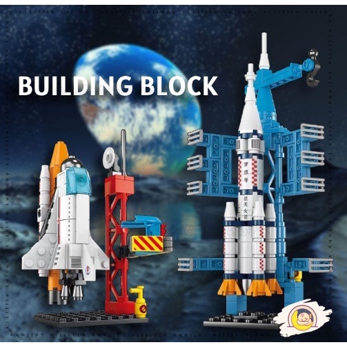 Building Blocks Creative Toy Rocket Spaceship Building Block Assembly ...