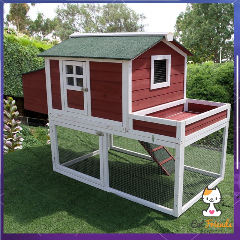 Solid Wood Chicken Coop Pet Rabbit Bunny Hutch Run Guinea Pig Cage ...