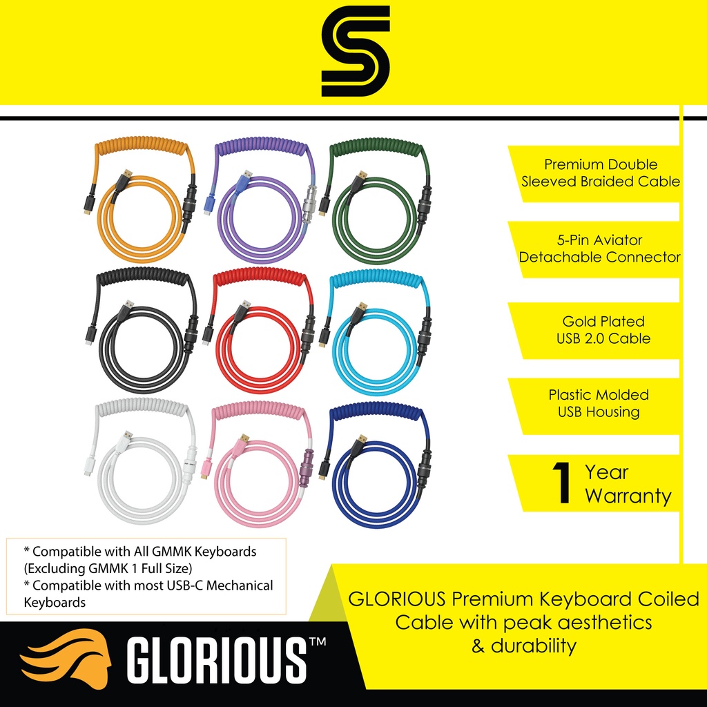 GLORIOUS Premium Keyboard Coiled Cables | Shopee Malaysia