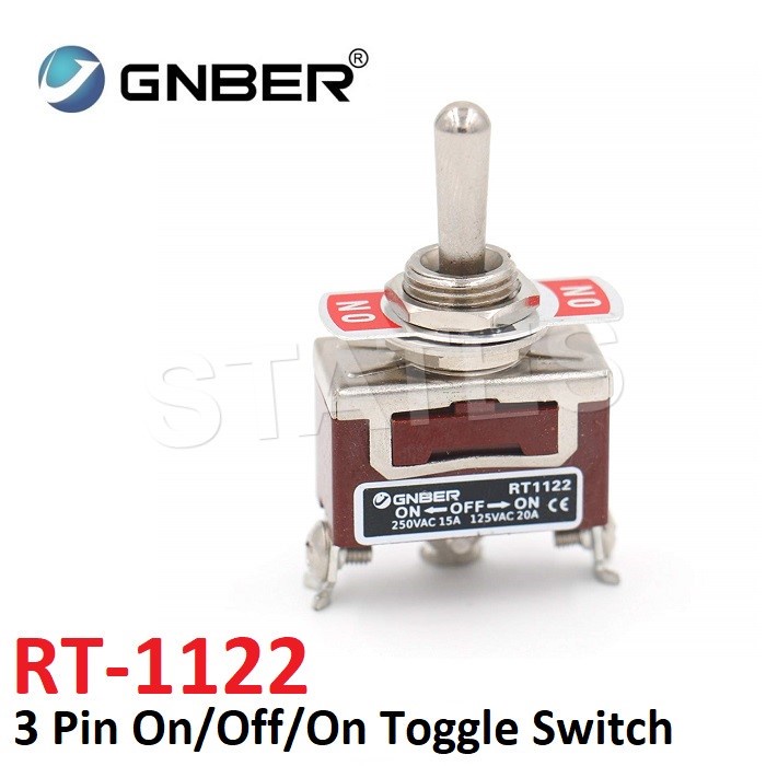 GNBER RT-1122 Toggle Switch SPDT ON/Off/ON 3 Position AC 15A/250V 20A ...