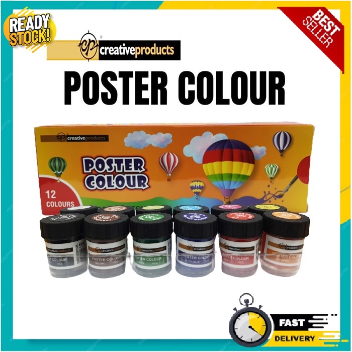 CP Creative Products Non-Toxic Poster Color Set, Poster Colour Paint ...