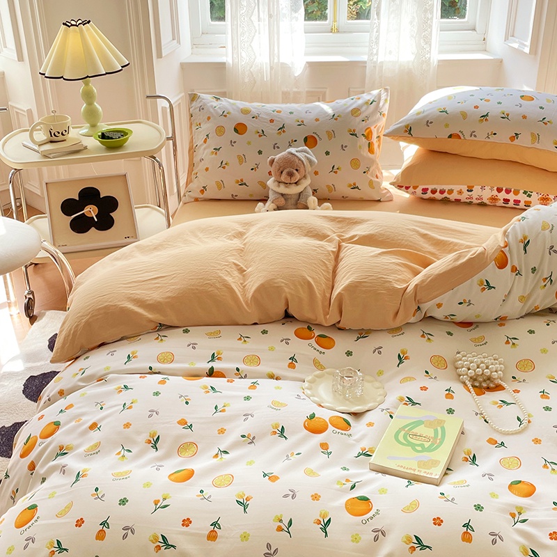 Warm Yellow Cadar Bedsheet Set Bedding Comforter Cover Set Queen Fitted ...