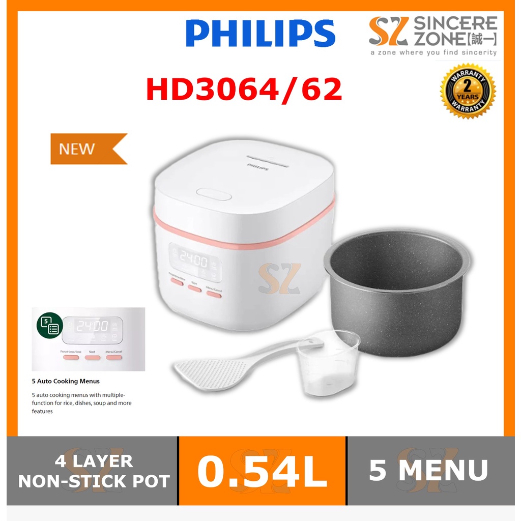 PHILIPS 3000 Series Mini Rice Cooker 0.54L (HD3064/62|HD3064) with 5 in ...