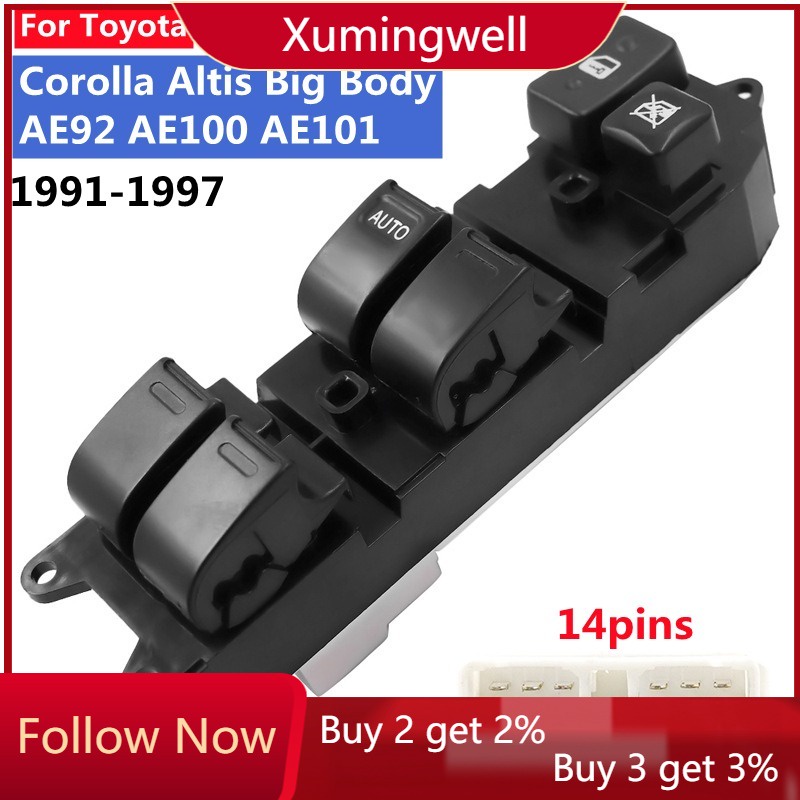 14pin Front Left Electric Power Window Master Switch for Toyota Corolla ...