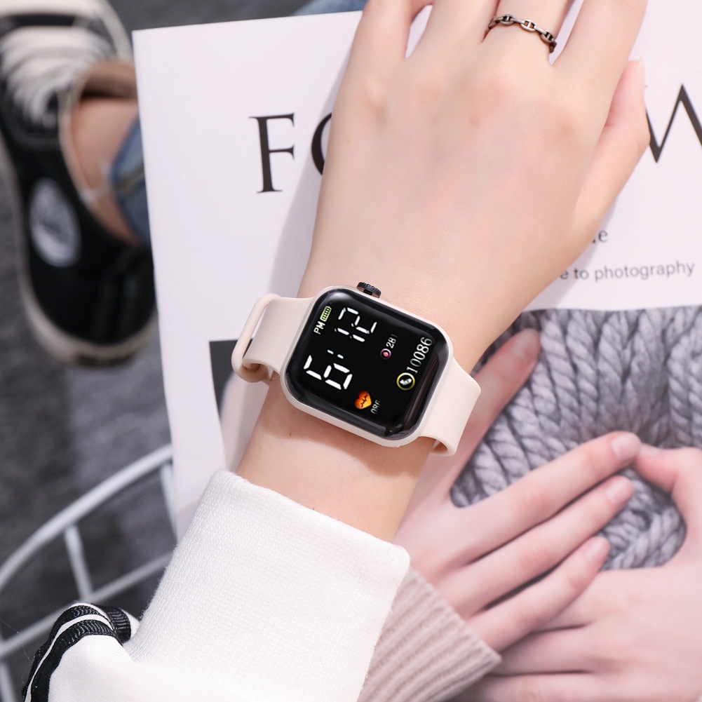 LED Electronic Watch Fashionable and Versatile Square and Heart-shaped ...