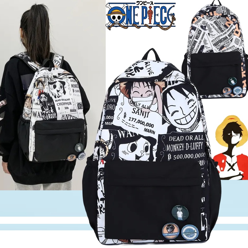 ONE PIECE backpack fashion student book large capacity waterproof wide ...