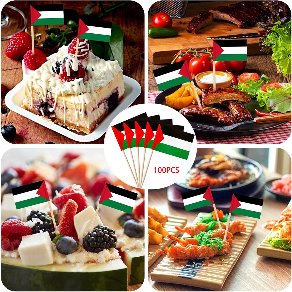 100pcs Disposable Multi Palestine/Malaysia Flag Stick Cake Toper Flag ...