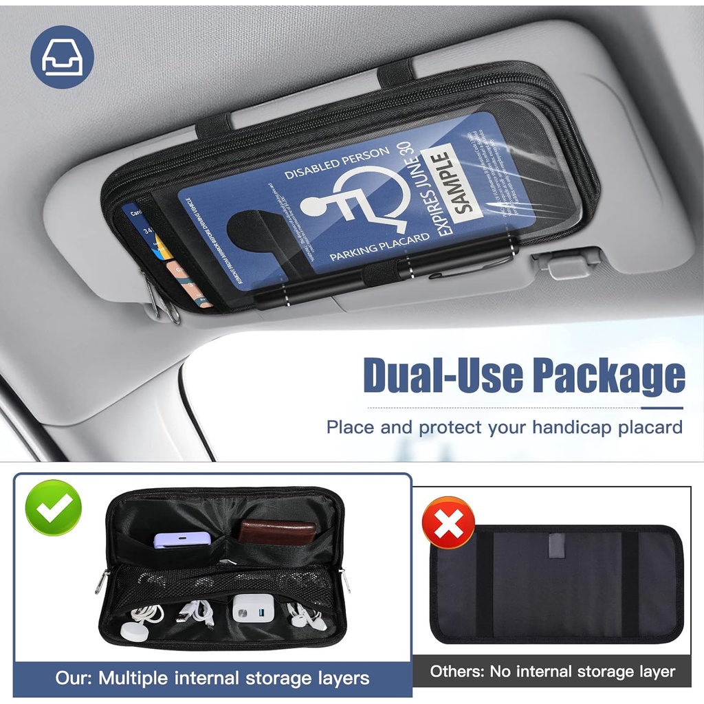 Rhino Valley Handicap Placard Holder Organizer Pockets for Auto ...