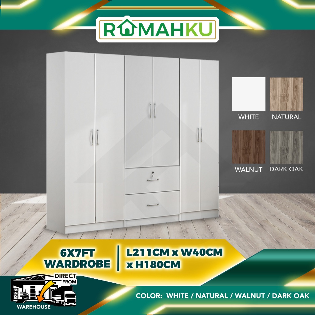 RumahKu 7FTX6FT WARDROBE WITH SHELF & DRAWERS almari baju /kabinet baju ...