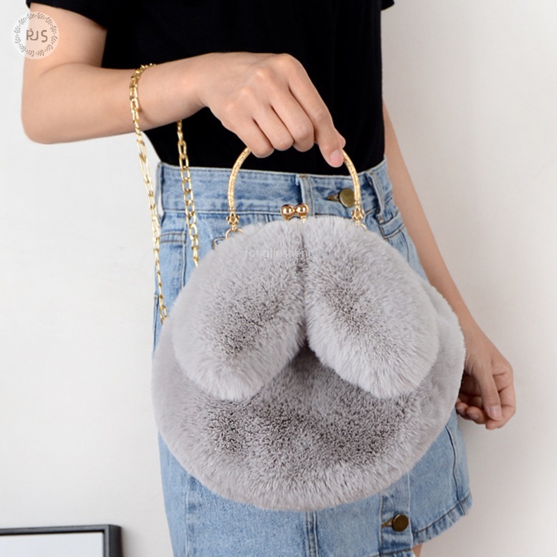 Cute Fluffy Bunny Design Handbag, Kawaii Easter Bunny Purse, Stylish ...