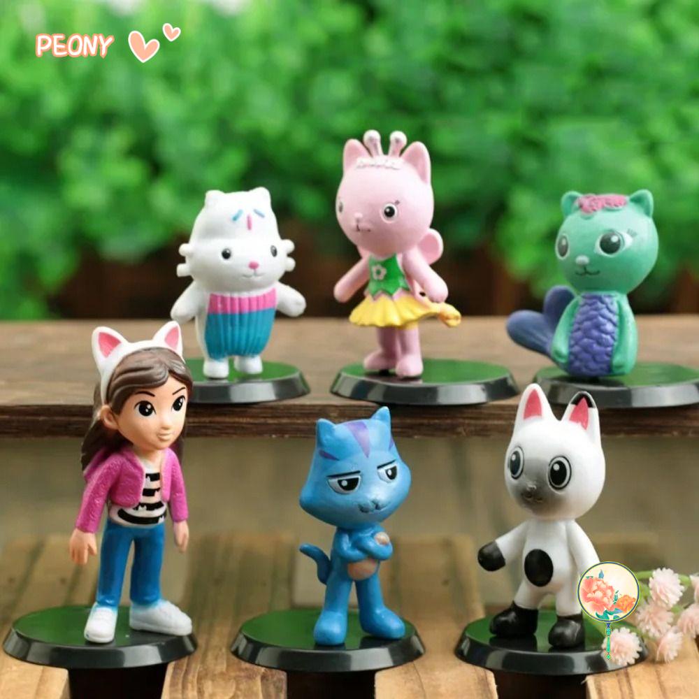 PEONY-HOME 6pcs Stuffed Animals Toy, PVC Mercat Dollhouse Figure Toy ...