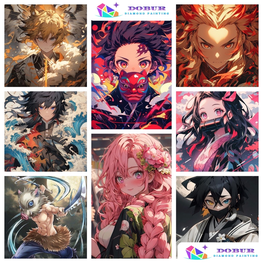 DOBUR | Diamond Painting Set | Ghost Extinction Anime 5D DIY Round Full ...