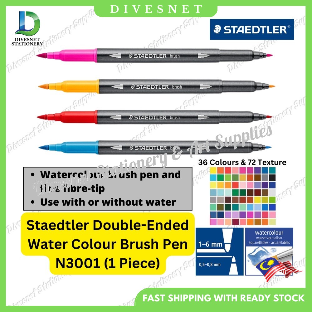 Staedtler Double-Ended Water Colour Brush Pen Twin Tips Pen Berus Dua ...