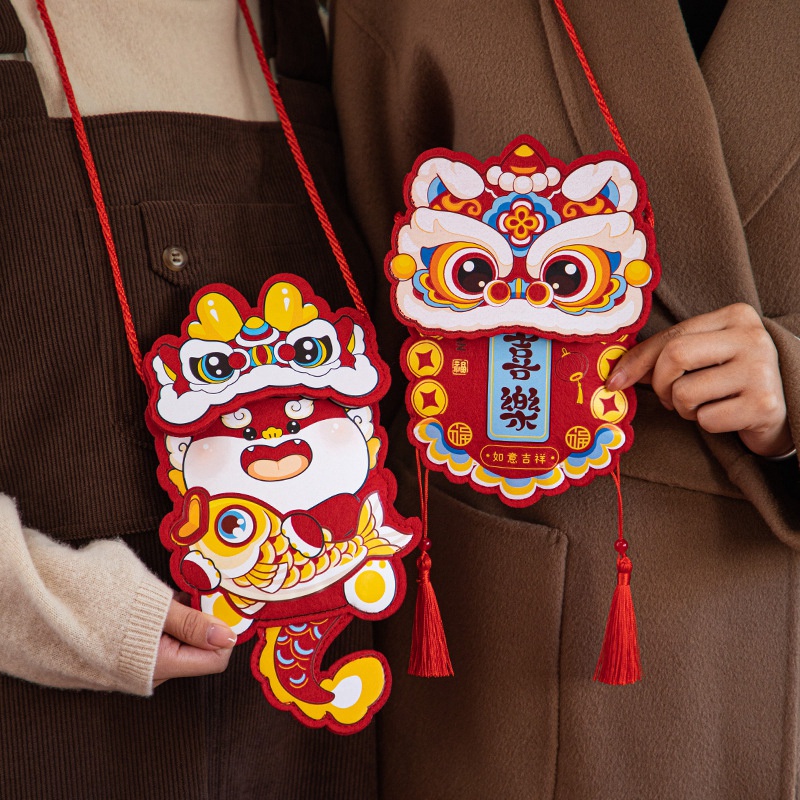 Red Envelope Felt Dragon Year Lucky Ampao Money Bag Children's Backable ...
