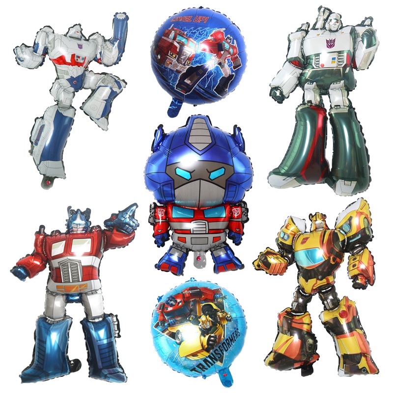 Transform Foil Balloons Black Red Yellow Bee Latex Ballons Robot Car ...