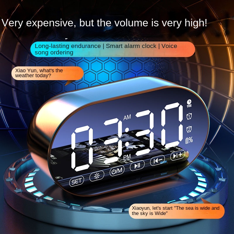 Ai Smart Wireless Bluetooth Speaker Mini Subwoofer Electronic Clock ...